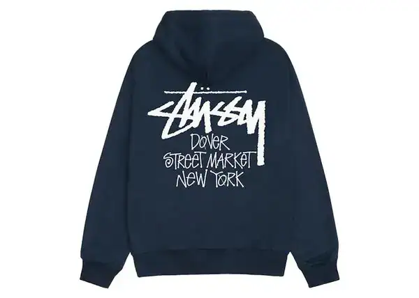 StüSsy X Dover Street Market New York Zip Hoodie - Navy Blue